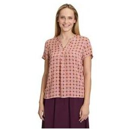 Shirtbluse Cartoon "Damen mit R&uuml;schen", Damen, Gr. 34, rosa (cream, ros&eacute;), Obermaterial: 100% Viskose, figurumspielend normal, V-Ausschnitt, Blusen