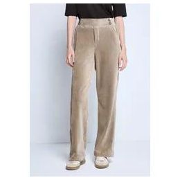 Cordhose STREET ONE STUDIO, Damen, Gr. 46, L&auml;nge 30, tan braun, Web, 65% Baumwolle, 33% Polyester, 2% Elasthan, unifarben, comfort fit lang, Hosen Cordhose, High Waist