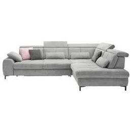 Ecksofa, grau (famosa grau), SET ONE BY Musterring, Sofas, B/H/T: 317cm x 86cm x 220cm, Flachgewebe, Armlehne links, Sitztiefenverstellung,Kopfteilverstellung,Bettfunktion,Schubkasten, 100% Polyester, Ecksofa, Kaltschaumpolsterung, Flachgewebe, whlw. mit Funktionen, Sitzh&ouml;he 49, B:317cm H:86cm T:220cm