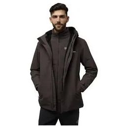 3-in-1-Funktionsjacke Jack Wolfskin "ALTENBERG 3IN1", Herren, Gr. M, braun (peat), Obermaterial: 100% Polyester, hoch geschlossener Ausschnitt, mit verstellbarem Klettverschluss, Jacken