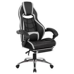 Gaming-Stuhl OTTO HOME "Sprinta 1, Chefsessel mit ausziehbarer Fu&szlig;st&uuml;tze", schwarz, wei&szlig;, B:71cm H:120cm T:69cm, St&uuml;hle, Gaming-Stuhl, komfortabel gepolstert mit vielen ergonomischen Funktionen
