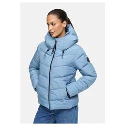 Winterjacke Marikoo "Yukanii", Damen, Gr. L, blau (powder blau), Obermaterial: 100% Polyester; Futter: 100% Polyester; Wattierung: 100% Polyester; &Auml;rmelfutter: 100% Polyester, Jacken Winterjacke, Kurze Winterjacke mit langen B&uuml;ndchen und Daumenloch