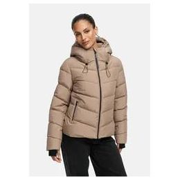 Winterjacke Marikoo "Yukanii", Damen, Gr. XXL, beige (taupe grau), Obermaterial: 100% Polyester; Futter: 100% Polyester; Wattierung: 100% Polyester; &Auml;rmelfutter: 100% Polyester, Jacken Winterjacke, Kurze Winterjacke mit langen B&uuml;ndchen und Daumenloch