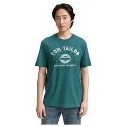 T-Shirt Tom Tailor, Damen, Gr. 3XL, gr&uuml;n (jasper gr&uuml;n), Single Jersey, Obermaterial: 100% Baumwolle, bedruckt, regular fit normal, Rundhals, Shirts T-Shirt, mit gro&szlig;em Logofrontprint