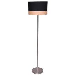 Salesfever Stehlampe "Jannes", schwarz (schwarz, natur, chromfarben), 1, &Oslash; 38cm H: 151cm, Leuchten, Dekor Lampenschirm in Holzoptik, Stehlampe