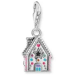 Charm-Einh&auml;nger Thomas Sabo "Lebkuchenhaus Silber", silberfarben, gelbgoldfarben, blau, rosa, pink, violett, kristallwei&szlig;, orange, gr&uuml;n, violett, kristallwei&szlig;, orange, gr&uuml;n, Charms, Damen, Silber 925 (recycelt), mit Glas-Keramik Stein, Zirkonia (synth.), Rubin (synth.)