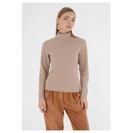 Rollkragenpullover FRESHLIONS "Havin", Damen, Gr. L, beige, 98% Polyester, 2% Elasthan, unifarben, normal, hoch geschlossener Ausschnitt, Pullover Rollkragenpullover, mit Stehkragen