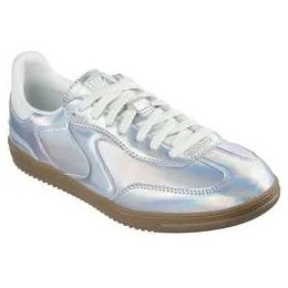 Sneaker Skechers "HOTSHOT-TRUE IRIDESCENCE", Damen, Gr. 39, silber (silberfarben irisierend), Lederimitat, iridescent, metallic, Schuhe Sneaker, Retro Sneaker, Schn&uuml;rschuh im irisierenden Metallic Look