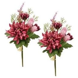 Kunstblume I.GE.A. "Chrysanthemen-Bund 2er Set", mauve, B:13cm H:25cm L:11cm, Polyester, Kunstpflanzen, 25cm Strau&szlig; k&uuml;nstlich Bouquet Seidenblume Blumenbouquet Blumenstrau&szlig;