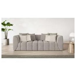 Big-Sofa s.Oliver "COBBO 3-Sitzer Design-Sofa Bubble-Optik, Ma&szlig;e B/T/H: 259/126/104 cm", grau (taupe), B:259cm H:104cm T:126cm, 100% Polyester, Sofas, Big-Sofa, mit vielen Kissen, moderne Steppung und hoher Sitzkomfort