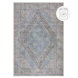 Teppich FLAIR RUGS "Corin", blau, B:190cm H:4mm L:290cm, Polyester, Teppiche, Teppich, orientalischer Teppich, kurzflor, waschbar, Wohnzimmer, Schlafzimmer