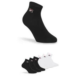 Kurzsocken Fila "UNISEX QUARTER PLAIN SOCKS", Herren, Gr. 35-38, schwarz-wei&szlig; (schwarz, wei&szlig;), Materialmix, unifarben, normal, Socken, mit Logo-Schriftzug