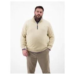 Troyer Lerros "Herren Stricktroyer in lebendiger Optik", Herren, Gr. 5XL, beige (tender beige melange), 100% Baumwolle, ohne Ausschnitt, Pullover Troyer