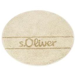 Badematte s.Oliver "Allie, Badvorleger, Badezimmer Teppich, Duschvorleger" Gr. 7, beige, H:10mm, Polyester, Badematten, Badematte, Badteppich, weiche Haptik, unifarben mit s.Oliver Schriftzug