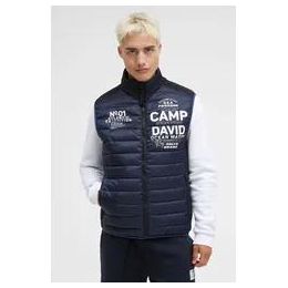 Steppweste CAMP DAVID, Herren, Gr. S, blau, Web, Material: 100% Polyester, Futter: 100% Polyester, F&uuml;llung: 100% Polyester, bedruckt, regular fit normal, Westen Steppweste, mit Windfangleiste