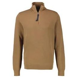 Troyer Lerros "Herren Stricktroyer in lebendiger Optik", Herren, Gr. 3XL, light coffee, 100% Baumwolle, ohne Ausschnitt, Pullover Troyer