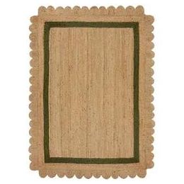 Teppich FLAIR RUGS "Grace aus Jute mit Muschelrandsaum", natur, gr&uuml;n, B:200cm H:4mm L:290cm, Jute, Teppiche, Teppich, Teppich aus 100% Jute