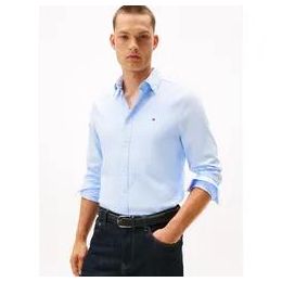Langarmhemd Tommy Hilfiger "DOBBY", Herren, Gr. XXL, N-Gr, blau (sweet blau), Web, Obermaterial: 98% Baumwolle, 2% Elasthan, slim fit, 1-Knopf-Manschette, Hemden, Slim Fit, Button-down-Kragen