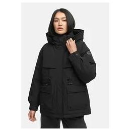 Winterjacke Marikoo "Shigaraa", Damen, Gr. XL, schwarz, Obermaterial: 100% Polyester; Futter: 100% Polyester; Wattierung: 100% Polyester; &Auml;rmelfutter: 100% Polyester, Jacken Winterjacke, mit abnehmbarer Kapuze und Gummizug an der Taille