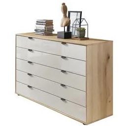 Schubkastenkommode Wiemann "Cardiff Sideboard, W&auml;scheschrank, teilmassiv Bianco-Eiche, Schubladen", braun, B:141cm, Sideboards, Schubk&auml;sten inklusive Selbsteinzug und D&auml;mpfung