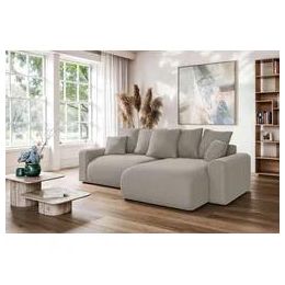 Ecksofa Home Affaire "LAKESIDE klein mit Bettfunktion und Bettkasten, B/T/H 235/142/84 cm", beige, B:235cm H:84cm T:142cm, 100% Polyester, Sofas, Ecksofa, L-Form, Recamiere beidseitig montierbar, mit Wellenunterfederung