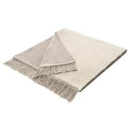 Sesselschoner Biederlack "Cotton Cover Salt & Pepper", beige (natur), B:50cm L:200cm, Baumwolle, Polyacryl, Polyester, Sesselschoner, mit Fransen