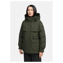 Winterjacke Marikoo "Shigaraa", Damen, Gr. L, gr&uuml;n (schwarz olive), Obermaterial: 100% Polyester; Futter: 100% Polyester; Wattierung: 100% Polyester; &Auml;rmelfutter: 100% Polyester, Jacken Winterjacke, mit abnehmbarer Kapuze und Gummizug an der Taille