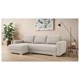 Ecksofa Home Affaire "MAGHERA universell Schlafsofa mit Bettkasten, Ma&szlig;e B/T/H: 255/142/84cm", creme, B:255cm H:84cm T:142cm, 100% Polyester, Sofas, Ecksofa, L-Form mit Recamiere rechts oder links montierbar, hoher Sitzkomfort