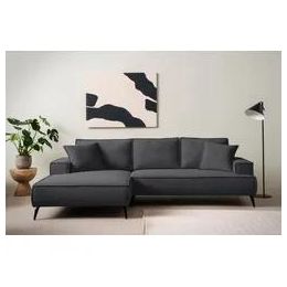 Ecksofa Home Affaire "TVINNU, L-Form, 275cm, in Cord und Leinenoptik", anthrazit, B:275cm H:83cm T:173cm, Sofas, Ecksofa, wahlweise Recamiere rechts/links, schwarze F&uuml;&szlig;e, bequemer Sitzkomfort