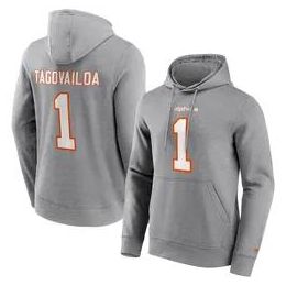 Kapuzenpullover Fanatics "Fanatics Hoodie Miami Dolphins Grahpic Tagovailoa 1", Damen, Gr. L, grau, 80% Baumwolle, 20% Polyester, Pullover Kapuzenpullover