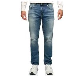 Straight-Jeans INDICODE "INValoy", Herren, Gr. 38, L&auml;nge 32, clear mid blau, Denim/Jeans, Obermaterial: 99% Baumwolle, 1% Elasthan, Abriebeffekte, regular fit, Jeans Straight-Jeans