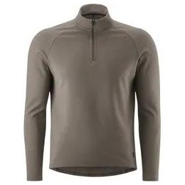 Radtrikot Gonso "Essential Jersey Longsleeve Therm M", Herren, Gr. S, terragrau, 96% Polyester, 4% Elasthan, Rundhals, Trikots, Herren Radtrikot half-zip, langarm Trikot, Semi Fit