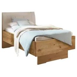 Holzbett Wiemann "Cardiff, Bettgestell, Bettrahmen, teilmassiv, mit Polsterkopfteil", bianco, eiche teilmassiv, B:100cm L:220cm, Betten, Fu&szlig;teil aus Massivholz, verschiedene Gr&ouml;&szlig;en