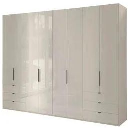 Faltt&uuml;renschrank Wiemann "Ohio, Kleiderschrank, Schrank, Garderobe, mit Schubladen, 300 cm", champagner, B:300cm H:236cm T:58cm, Schr&auml;nke, inklusive T&uuml;r und Schubkastend&auml;mpfung, hochwertige Glasfront