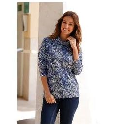 Rollkragenshirt Inspirationen "Rollkragen-Shirt", Damen, Gr. 42, blau (marine, beige, bedruckt), 50% Baumwolle, 50% Modal, bedruckt, gemustert, gepunktet, mehrfarbig, Shirts