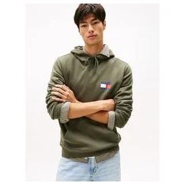 Tommy Hilfiger Sweatshirt TOMMY JEANS "TJM REG ESSENTIAL FLAG HOOD EXT", Herren, Gr. XXL, gr&uuml;n (pewter gr&uuml;n), Sweatware, Obermaterial: 80% Baumwolle, 20% Polyester, regular fit, breiter Bund, Sweatshirts Sweatshirt, mit bedruckten Markenlogo auf Brusth&ouml;he
