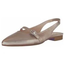 Slingpumps Gabor "Gabor Ballerinas Leder", Damen, Gr. 38,5, puder, Leder, Schuhe Slingpumps