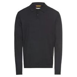 Langarm-Poloshirt Camel Active, Herren, Gr. M, blau (schwarz navy), Obermaterial: 100% Baumwolle, unifarben, regular fit taillenbedeckt, Shirts, mit Rippb&uuml;ndchen