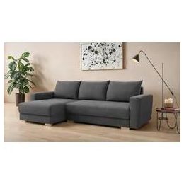 Ecksofa Home Affaire "MAGHERA universell Schlafsofa mit Bettkasten, Ma&szlig;e B/T/H: 255/142/84cm", anthrazit, B:255cm H:84cm T:142cm, 100% Polyester, Sofas, Ecksofa, L-Form mit Recamiere rechts oder links montierbar, hoher Sitzkomfort