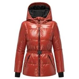 Steppjacke Navahoo "Eisglanz 14", Damen, Gr. M (38), terrakotta, Obermaterial: 100% Nylon. Innenfutter: 100% Polyester. Wattierung: 100% Polyester. &Auml;rmelfutter: 100% Polyester, figurumspielend Po-bedeckend, hoch geschlossener Ausschnitt, elastischer Bund mit Daumenl&ouml;chern, Jacken Steppjacke, Gl&auml;nzende Damen Winterjacke mit Tailleng&uuml;rtel