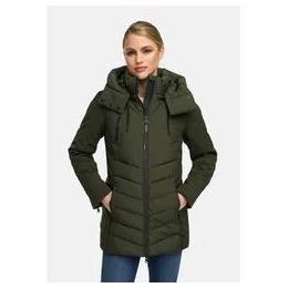 Winterjacke Marikoo "Tivaa", Damen, Gr. S, schwarz olive, Obermaterial: 98% Polyester, 2% Elasthan; Futter: 100% Polyester; Wattierung: 100% Polyester; &Auml;rmelfutter: 100% Polyester, Jacken Winterjacke, mit abnehmbarer Kapuze und figurbetonter Passform