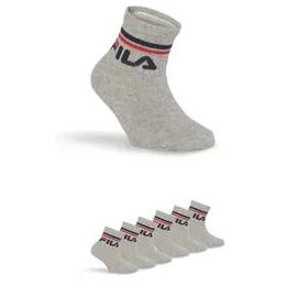 Kurzsocken Fila "JUNIOR UNISEX QUARTER PLAIN SOCKS", M&auml;dchen, Gr. 31-34, grau, Baumwollmischung, normal, Socken, mit eingestricktem Logo im B&uuml;ndchen, Kindersocken