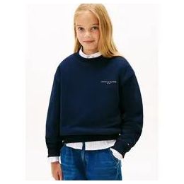 Sweatshirt Tommy Hilfiger "MINI CORP C-NECK", M&auml;dchen, Gr. 7 (122), schwarz night navy, Sweatware, Obermaterial: 80% Baumwolle, 20% Polyester, unifarben, regular fit normal, Rundhals, B&uuml;ndchen, Sweatshirts Sweatshirt, Kinder bis 16 Jahre, f&uuml;r Jungen und M&auml;dchen, regular fit