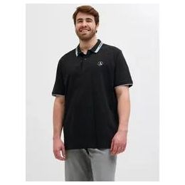 Jack & Jones PlusSize Poloshirt "JCOHASS LOGO POLO SS PLS", Herren, Gr. 4XL, schwarz, Jersey, Obermaterial: 100% Baumwolle, JACK & JONES PLUSSIZE, unifarben, normal, Shirts