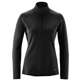 Radtrikot Gonso "Essential Jersey Longsleeve Therm W", Damen, Gr. 38, schwarz, 96% Polyester, 4% Elasthan, Rundhals, Trikots, Damen Radtrikot half-zip, langarm Trikot, Semi Fit