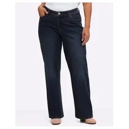 Bequeme Jeans sheego, Damen, Gr. 42, Normalgr&ouml;&szlig;en, dunkelblau, 56% Baumwolle, 19% Polyester, 14% Lyocell, 10% Viskose, 1% Elasthan, unifarben, lang, Jeans