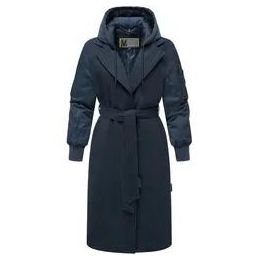 Winterjacke Marikoo "Tjadee", Damen, Gr. XXL, blau (navy), Obermaterial: 90% Polyacryl, 8% Viskose, 2% Elasthan; Innenseite: 100% Polyester; Futter: 100% Polyester, Jacken Winterjacke, Langer Wickelmantel