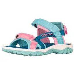 Sandale Trollkids "KIDS OSLOFJORD SANDAL", M&auml;dchen, Gr. 31, blau (harbor blau, aqua haze, peony rose), Synthetik, Textil, Schuhe Sandale