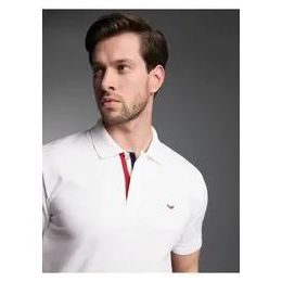 Poloshirt TRIGEMA "TRIGEMA Poloshirt mit dreifarbiger Knopfleiste", Herren, Gr. 4XL, wei&szlig;, Piqu&eacute;, 100% Baumwolle, Basic, ohne Ausschnitt, Shirts