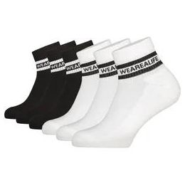 alife and kickin Sneakersocken ALIFE & KICKIN "Herren 6 PACK - EnnyAK Sneakersocken, Socken", Herren, Gr. 39-42, wei&szlig; (mix schwarz, brilliant wei&szlig;), 75% Baumwolle, 20% Polyester, 3% Polyamid, 2% Elasthan, normal, Socken Sneakersocken, Sneakersocken kn&ouml;chelhoch mit Streifen, aus Baumwolle mit weichem Bund